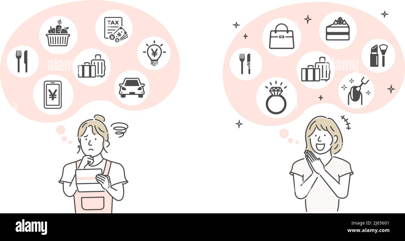 Illustration set of young women related to money Stock Vector Image ...