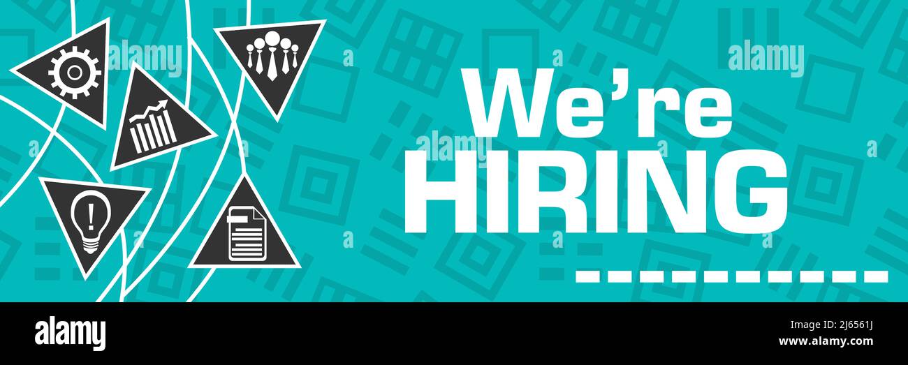 We Are Hiring Turquoise Business Symbols Curves Triangles Stock Photo ...