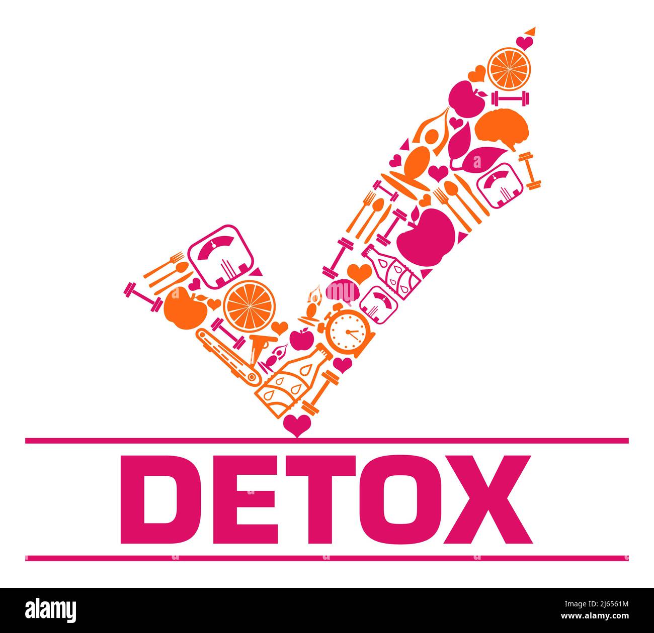 Detox Pink Orange Health Symbols Tick Mark On Top Stock Photo - Alamy