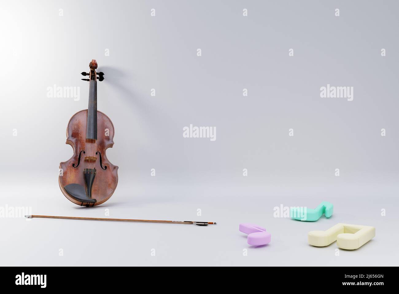 Musical instrument template. Violin and music notes with copy space on ...