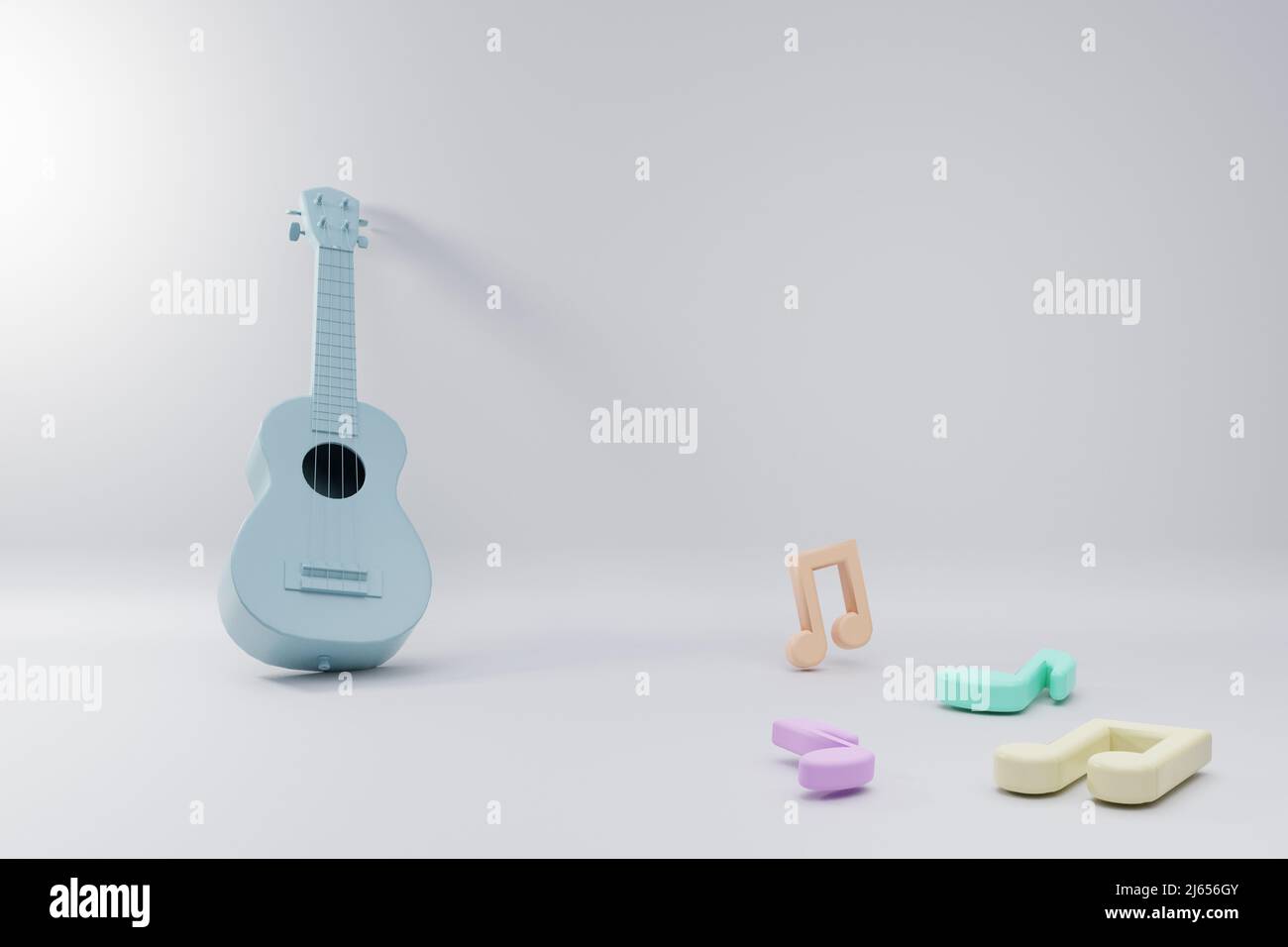 Musical instrument template. Guitar and music notes with copy space on ...