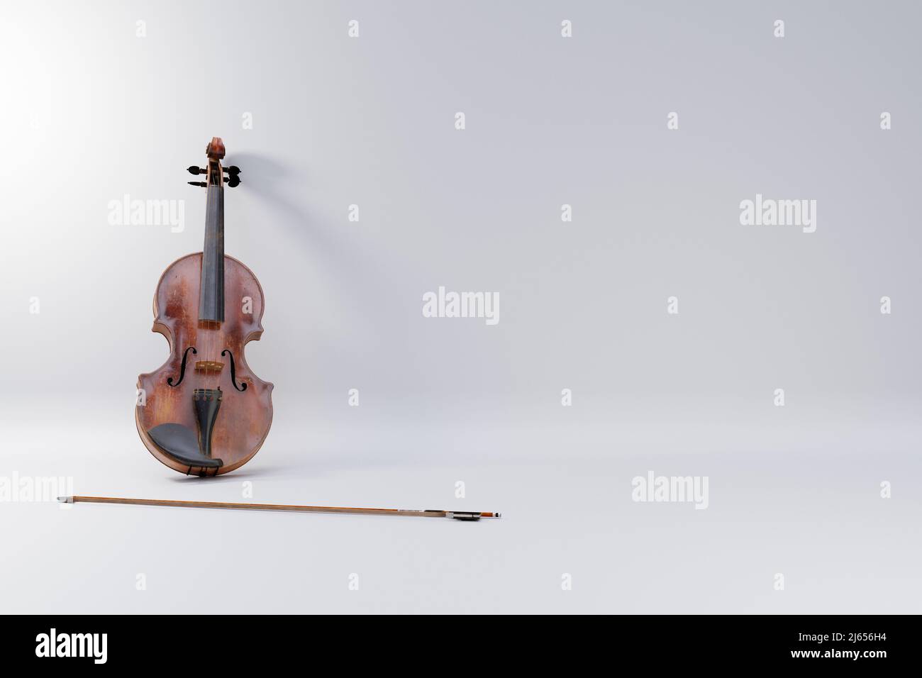 Violin on white background. Musical instrument template. Vintage violin ...