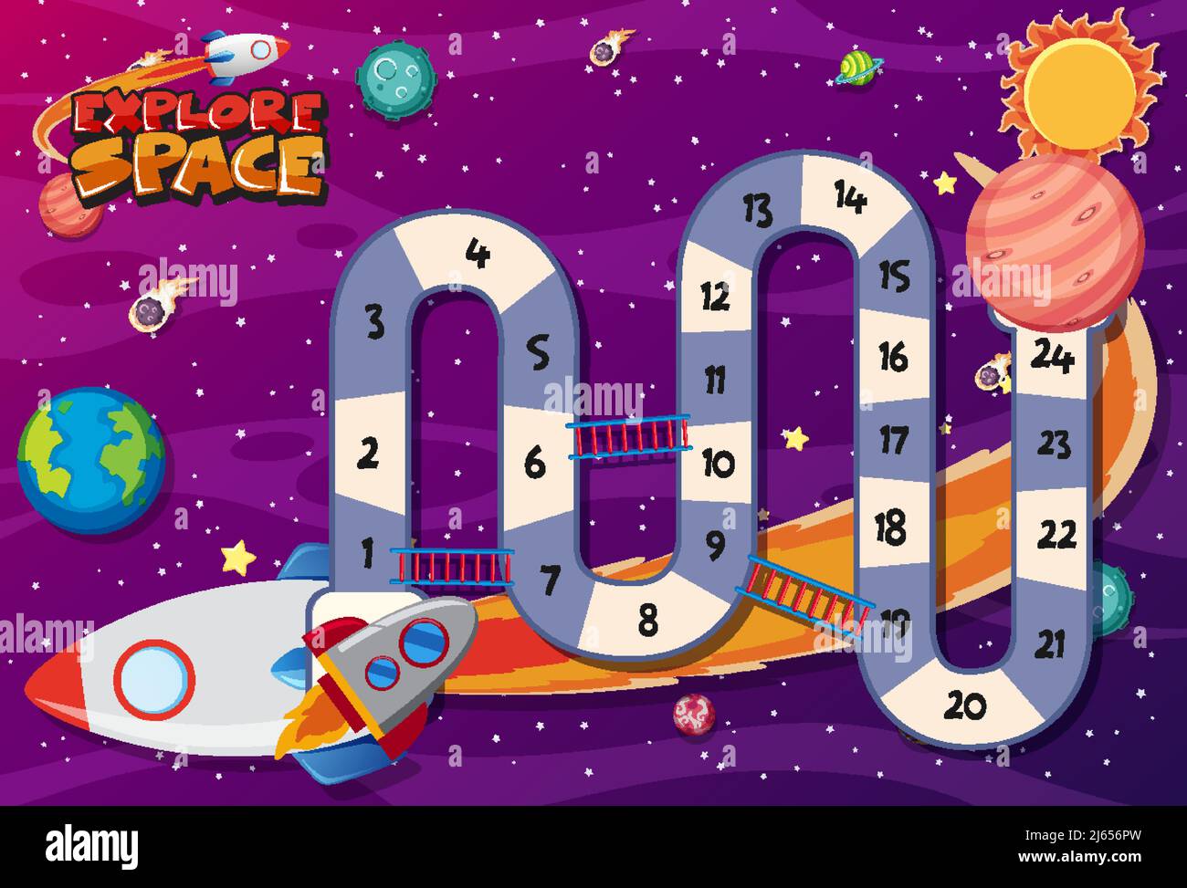 Game template with space theme background illustration Stock Vector ...