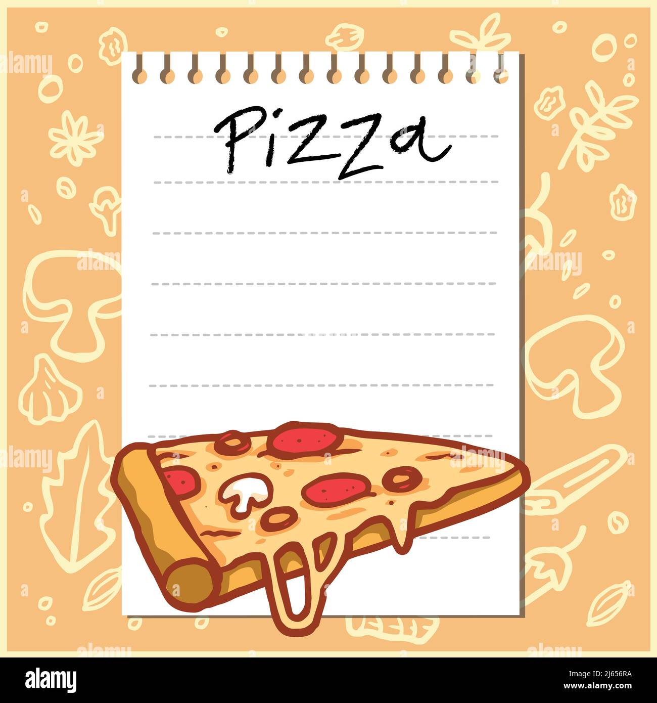 Pizza Menu Ingredients Recipe Fun Restaurant Fast Food Premium Vector ...