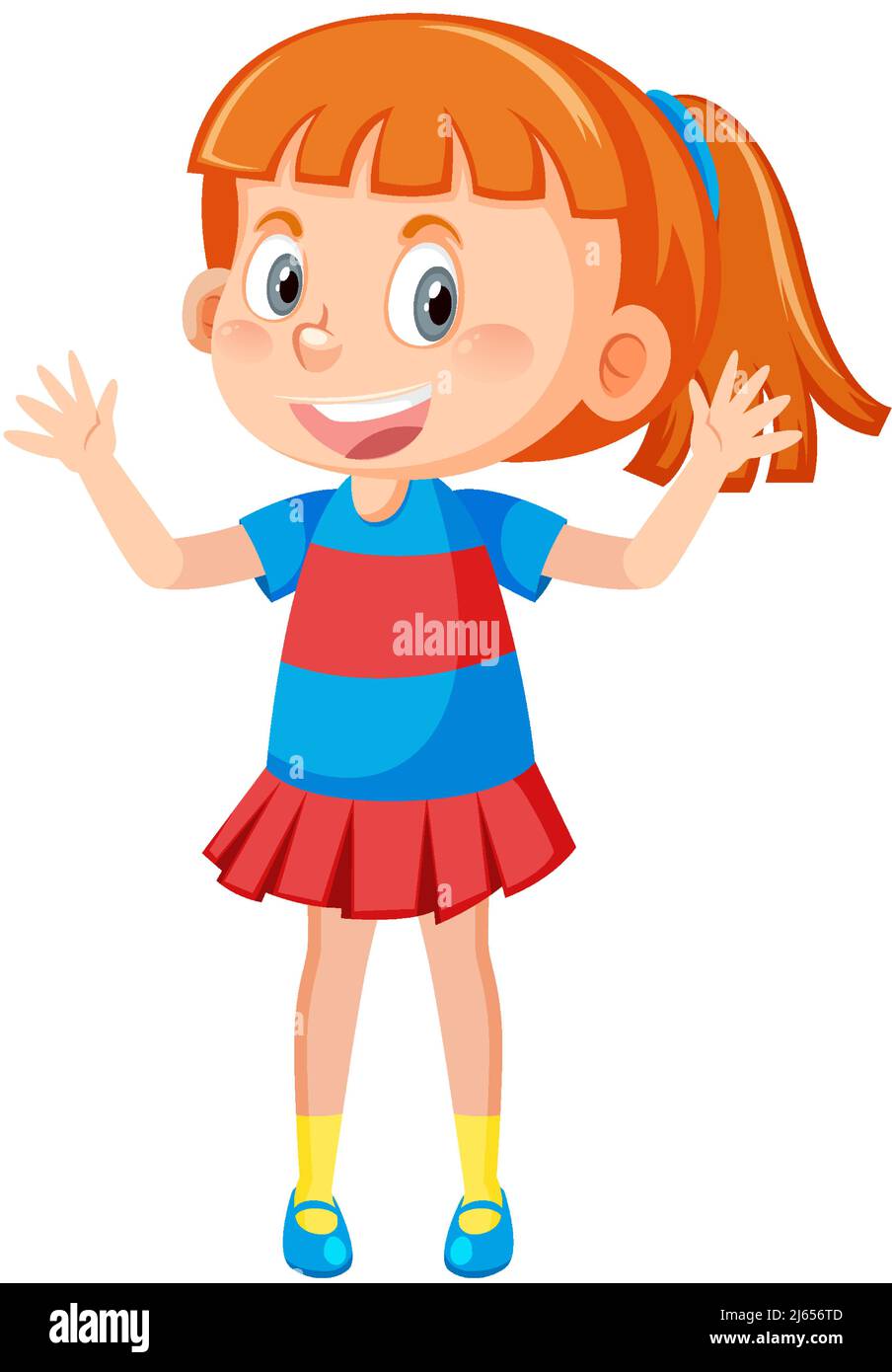 Cheerful girl with greeting gesture illustration Stock Vector Image ...