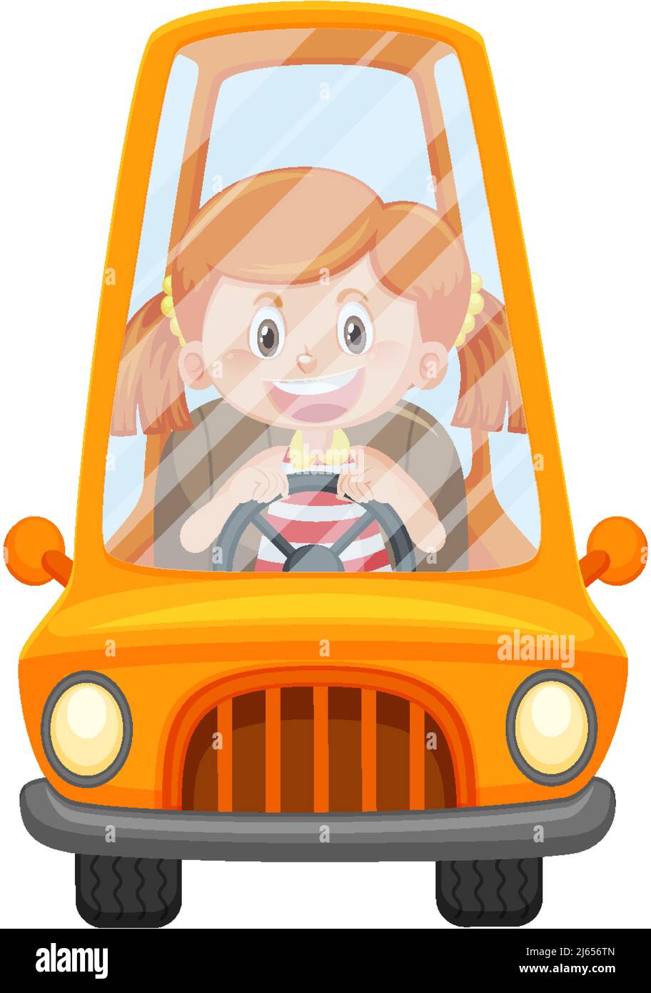 Girl driving a car on white background illustration Stock Vector Image ...