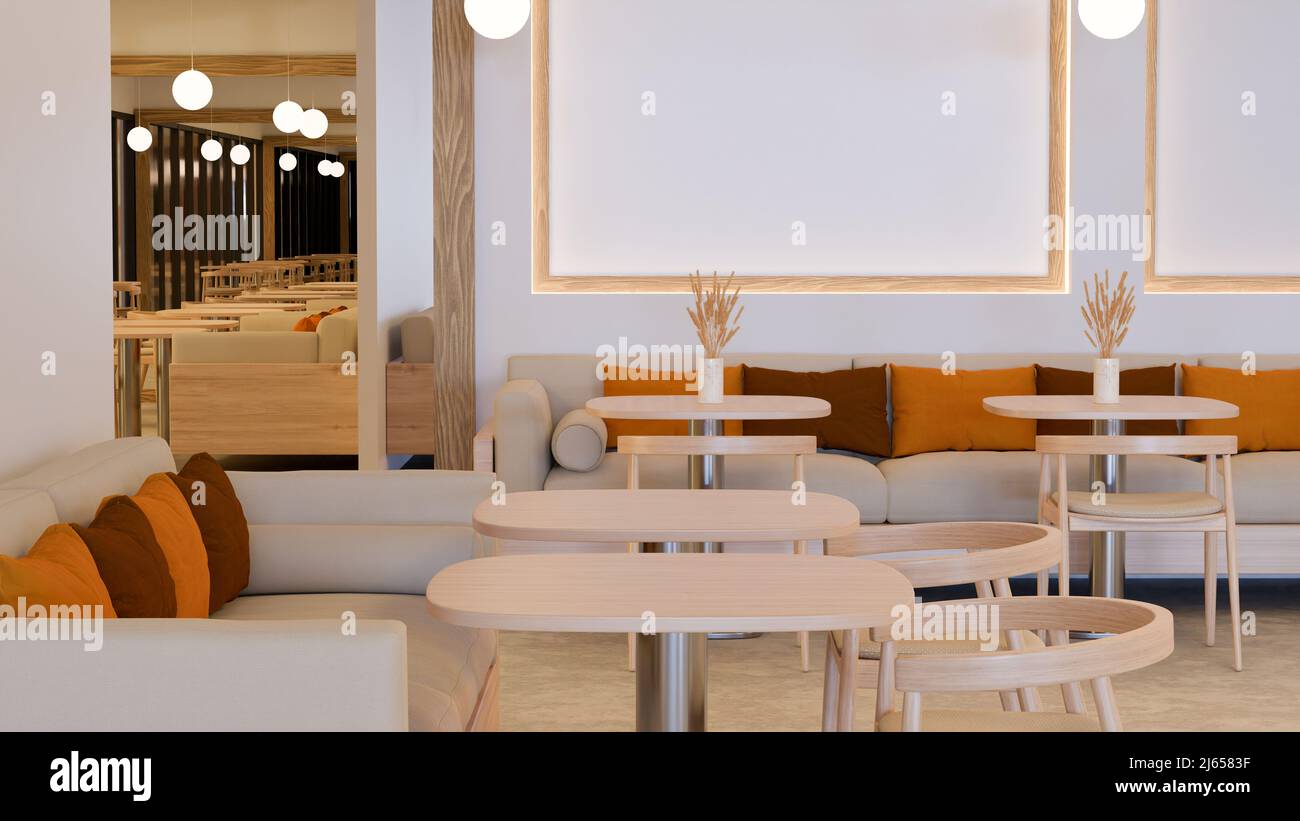Modern elegance restaurant or coffee shop sitting space with modern ...
