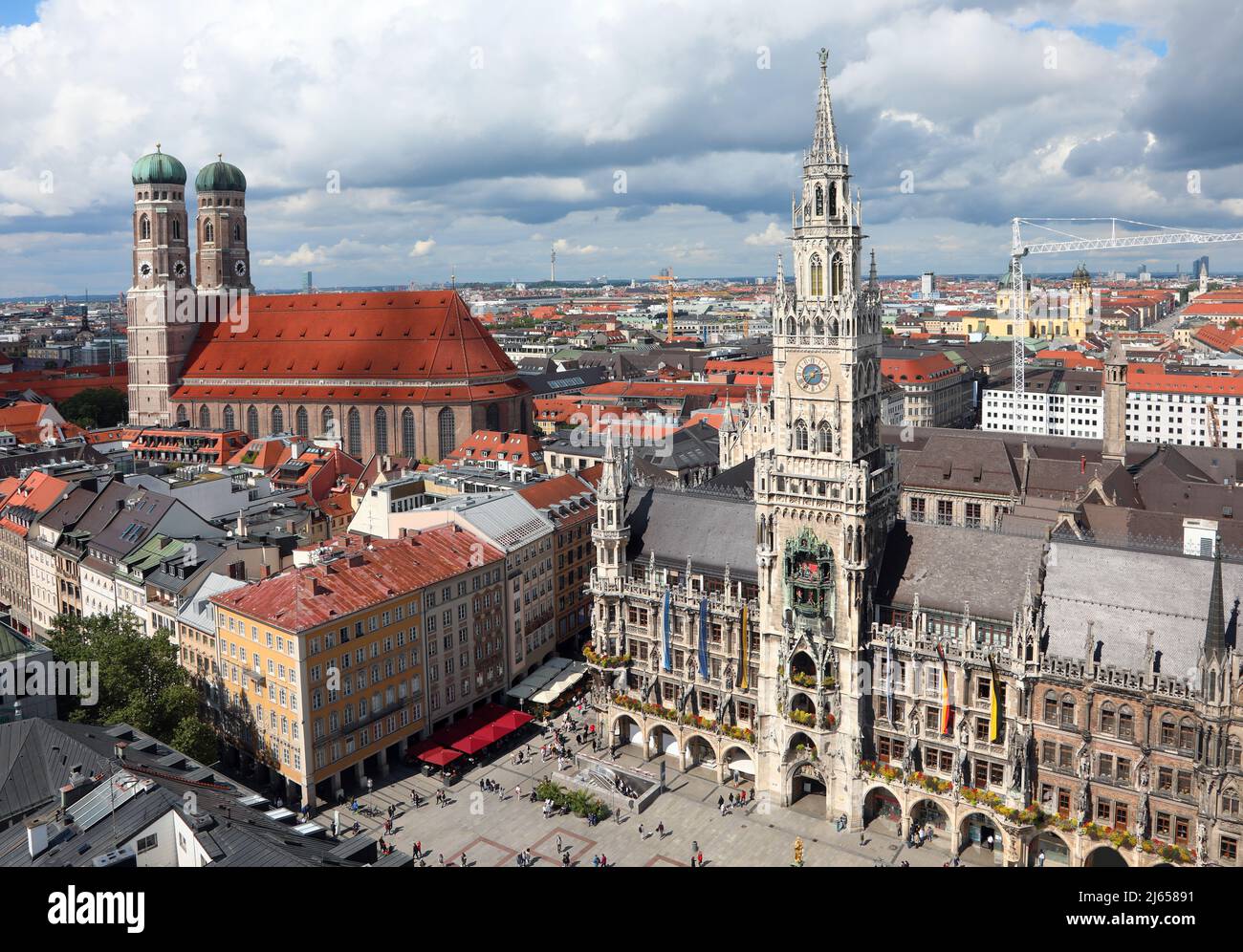 double cathedral bell tower and the tall clock tower of the new town ...