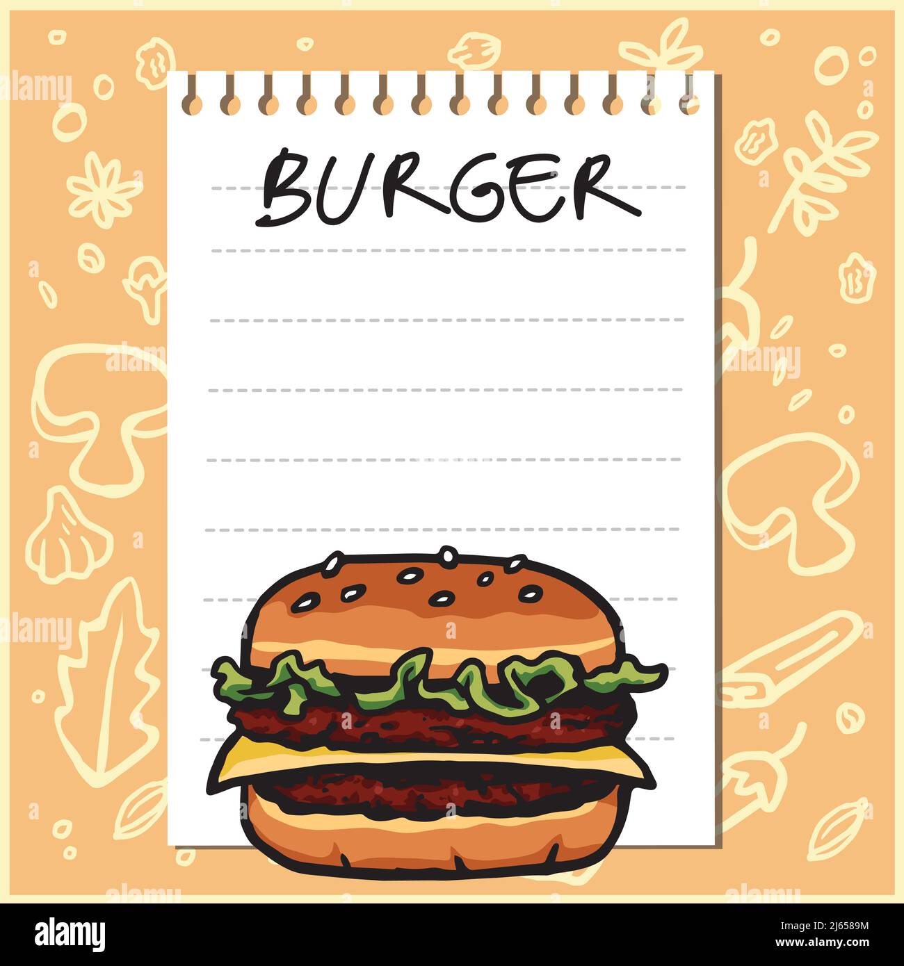 Burger Restaurant Menu Fast Food Ingredients Recipe Premium Vector ...