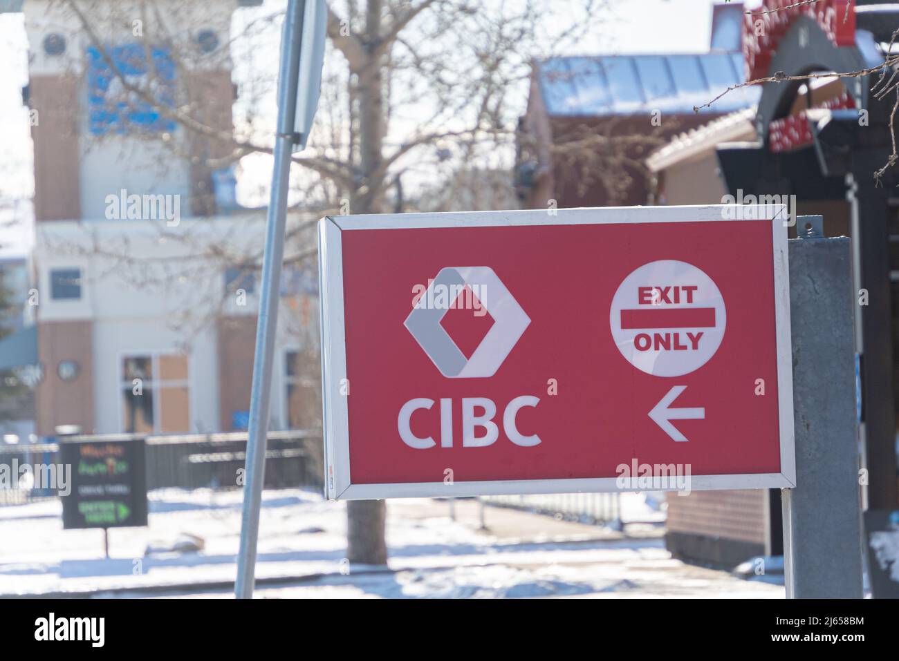 March 6 2002 - Calgary Alberta Canada - Drive through ATM machine sign ...