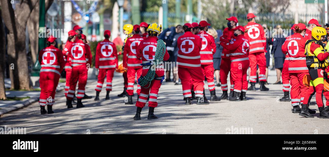 Greece Athens, March 25 2022. Hellenic Red Cross, Nonprofit ...
