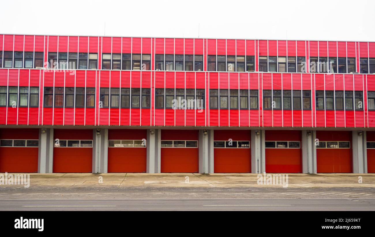 Red facade of modern building Stock Photo - Alamy