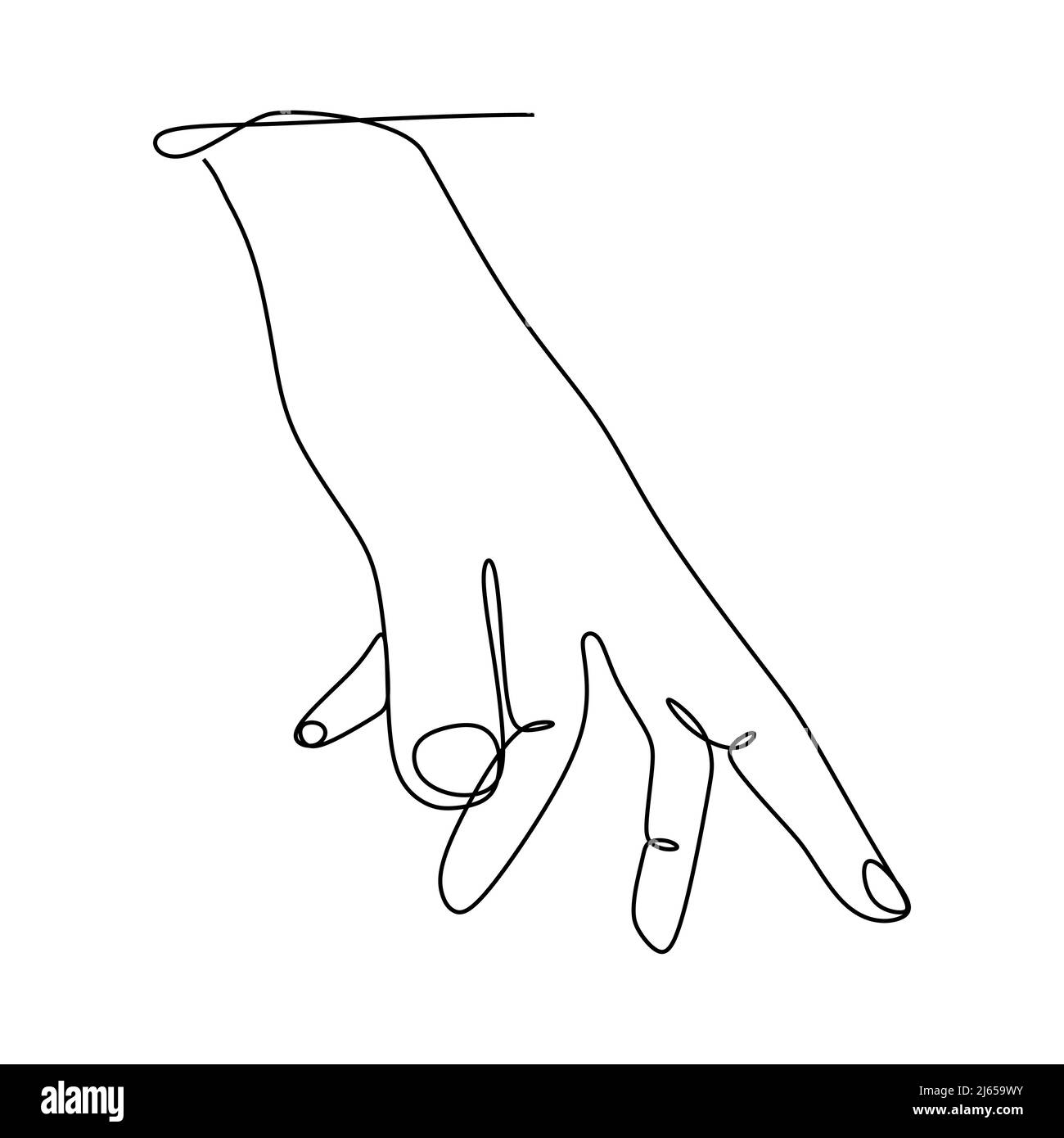 Reaching Something Hand gesture continuous line drawing design. Sign and symbol of hand gestures ...