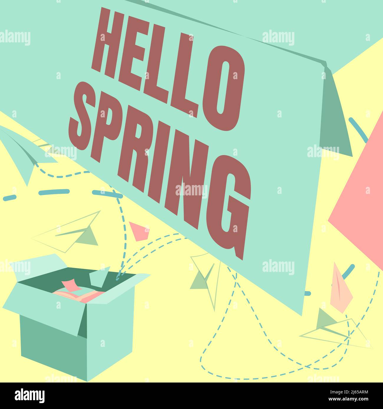 Sign displaying Hello Spring. Business showcase Welcoming the season ...