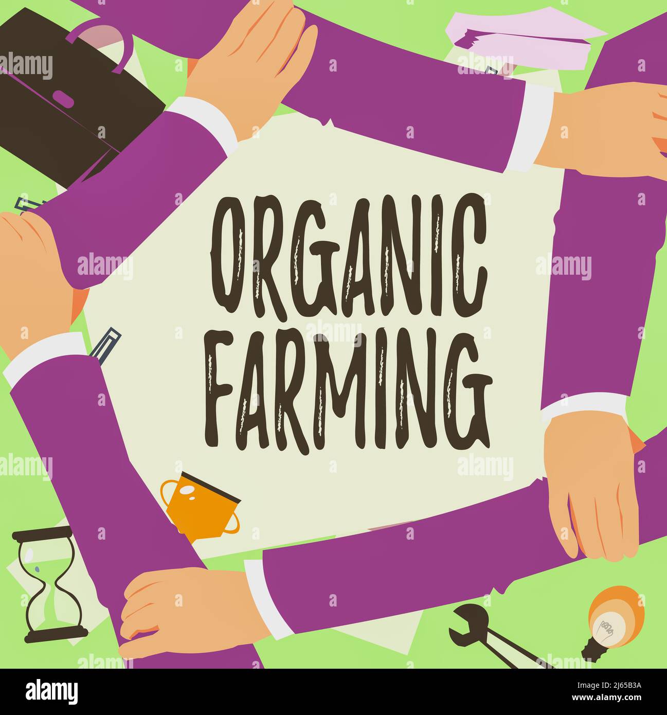 Sign displaying Organic Farming. Business approach an integrated ...