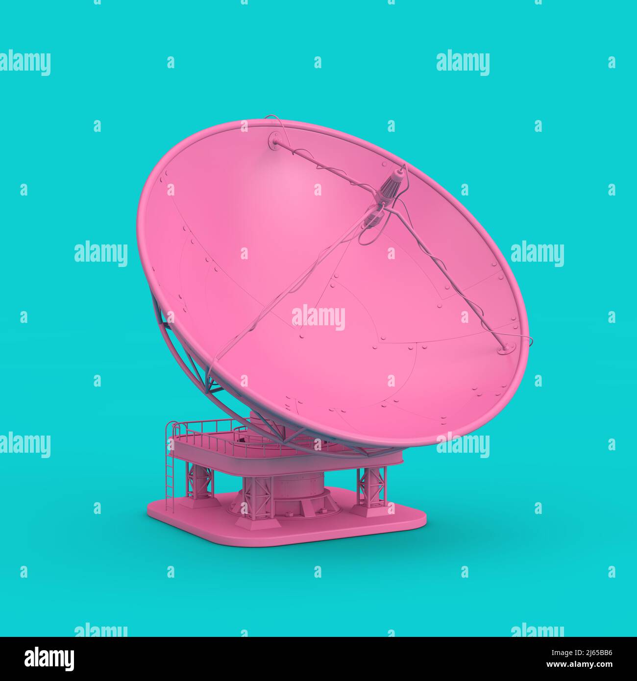 Pink Big Satellite Dish Antenna Radar in Duotone Style on a blue ...