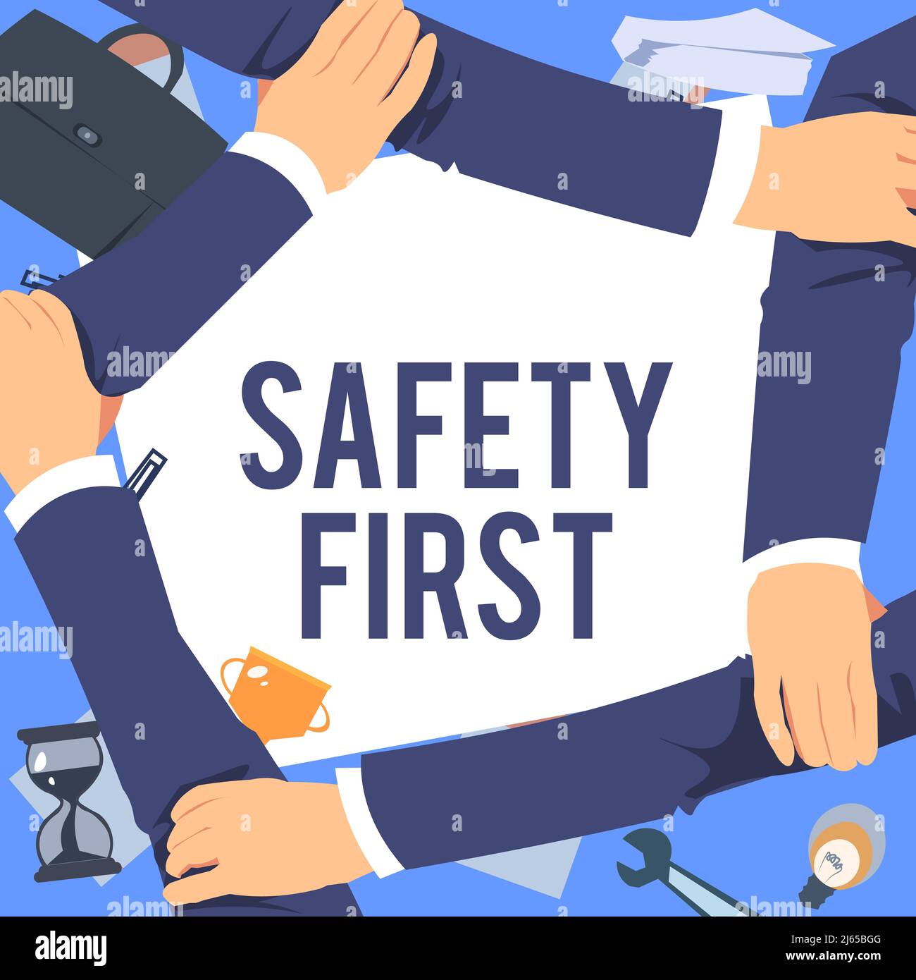 Conceptual display Safety First. Word Written on Avoid any unnecessary ...