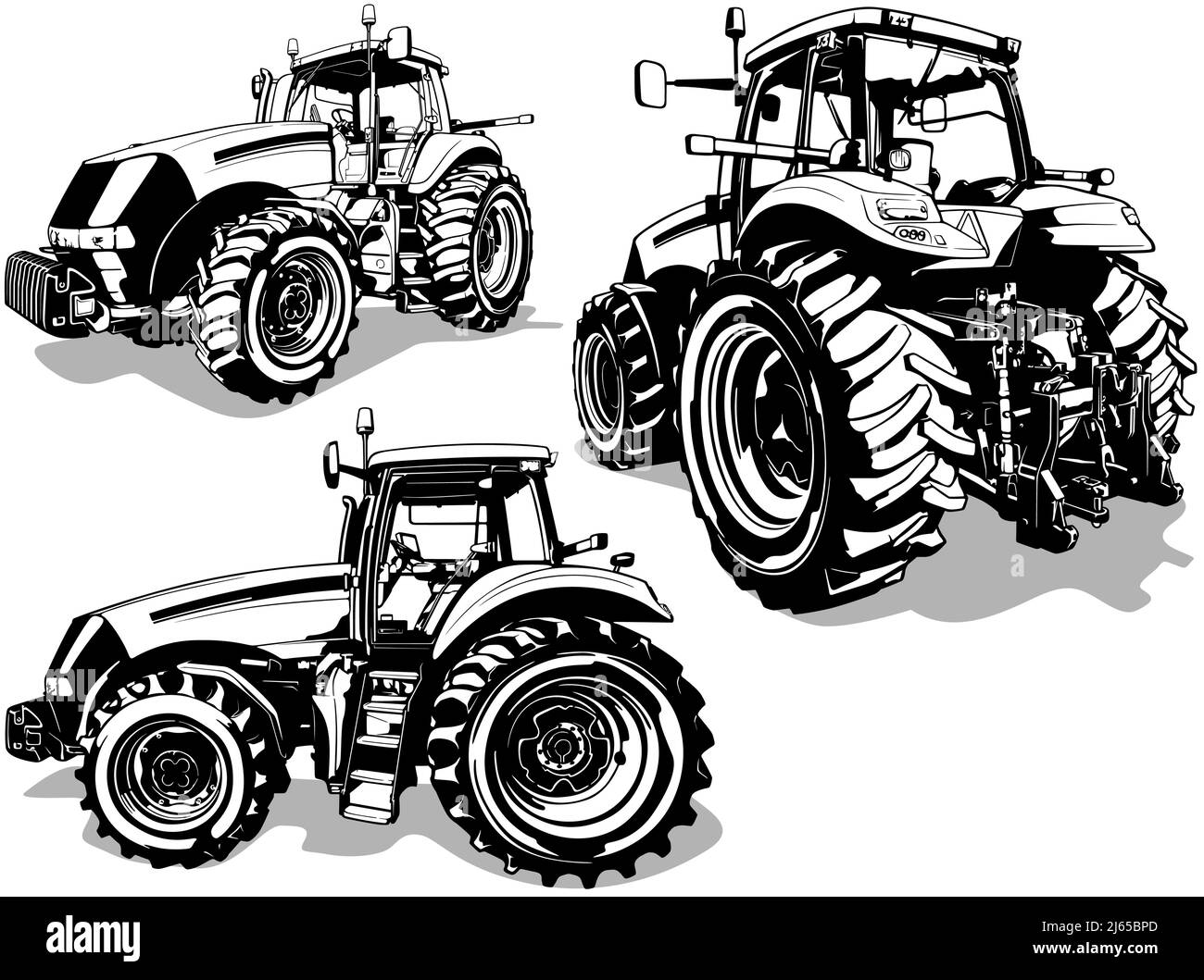 Set of Drawings with Farm Tractor Stock Vector Image & Art - Alamy