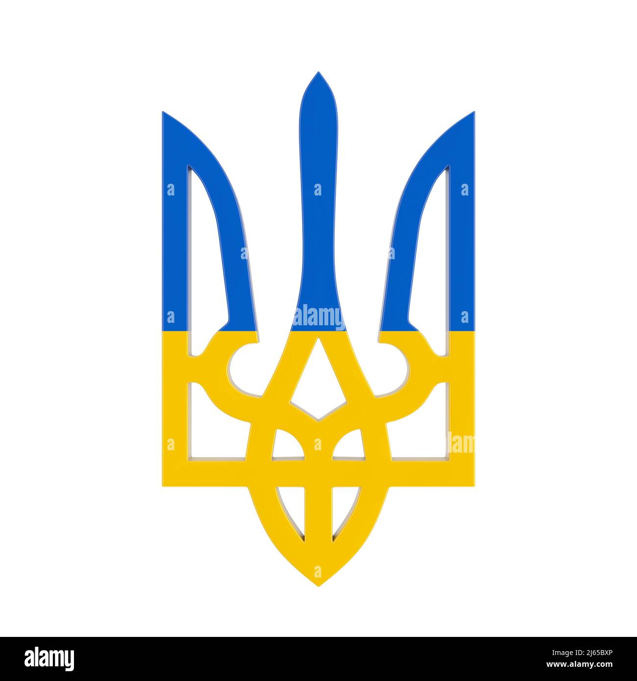 Coat of Arms with Flag of Ukraine, Yellow and Blue Ukrainian National ...