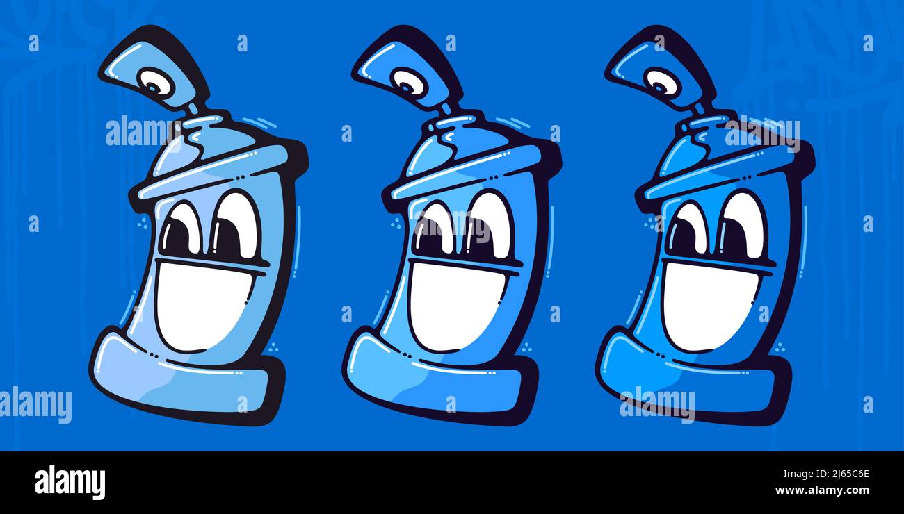 Funny Abstract Hiphop Graffiti Style Cartoon Spray Cans Vector ...