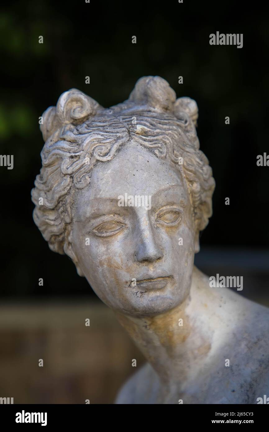 Statue of woman, symbol of depression and sorrow. Forest lawn cemetery ...