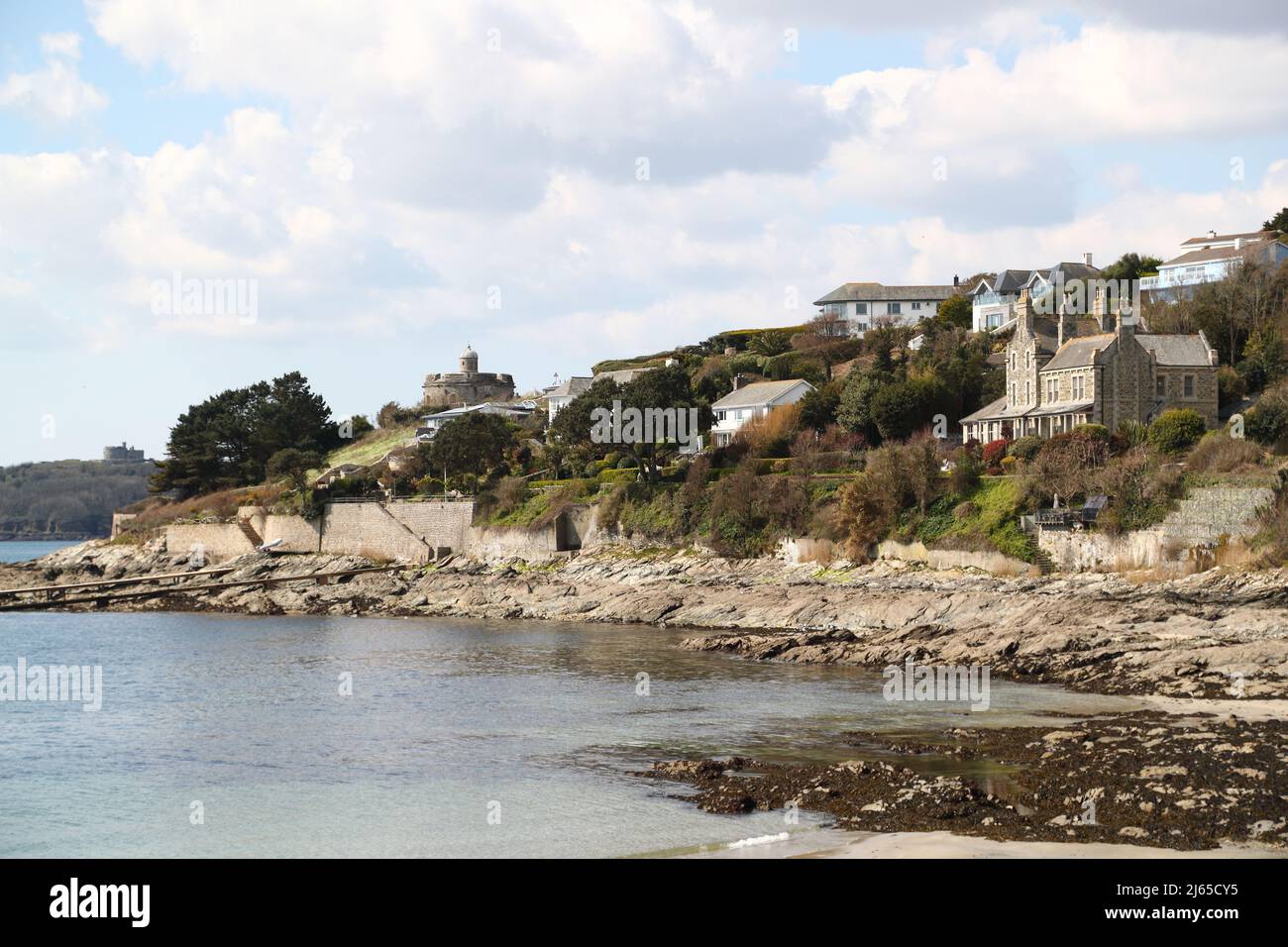 Panorama with St Mawes Castle in St Mawes, Cornwall, UK Stock Photo - Alamy