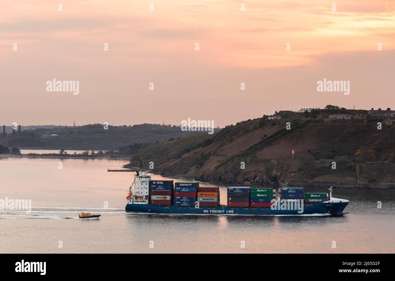 Cork Harbour, Cork, Ireland. 28th April, 2022. Container ship BG Ruby ...