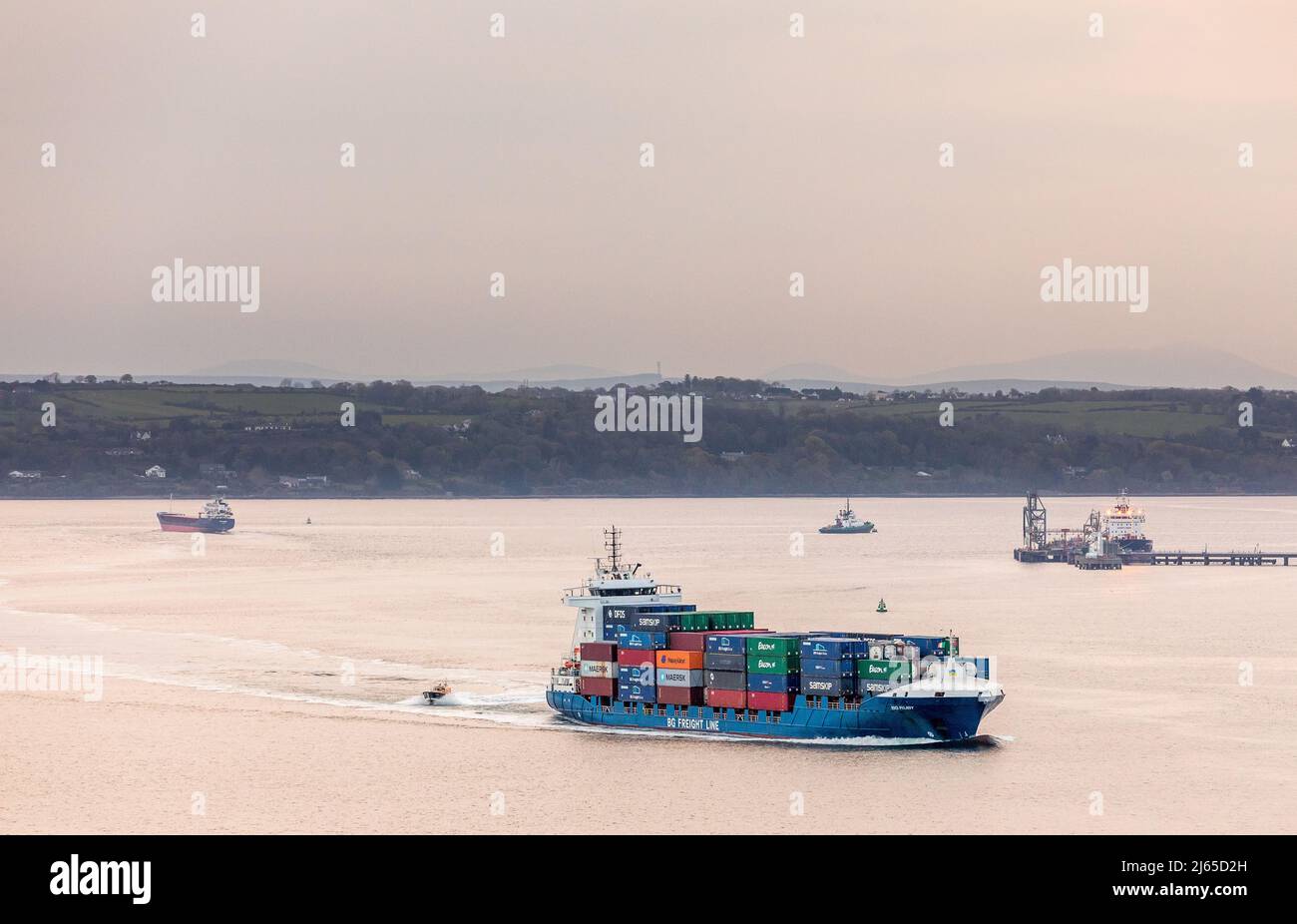 Cork Harbour, Cork, Ireland. 28th April, 2022. Container ship BG Ruby ...