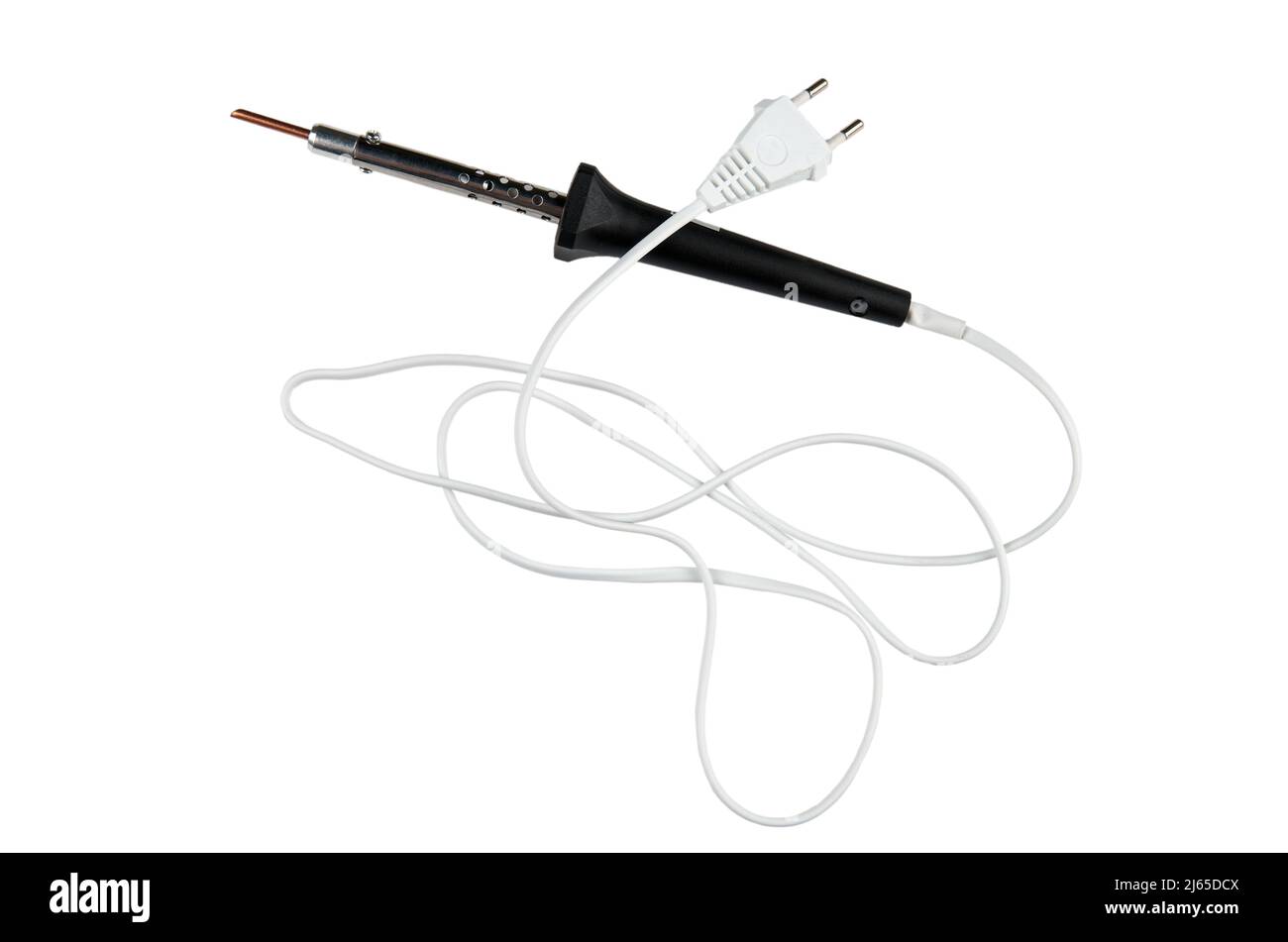 Closeup of soldering iron cut out on white background with clipping ...