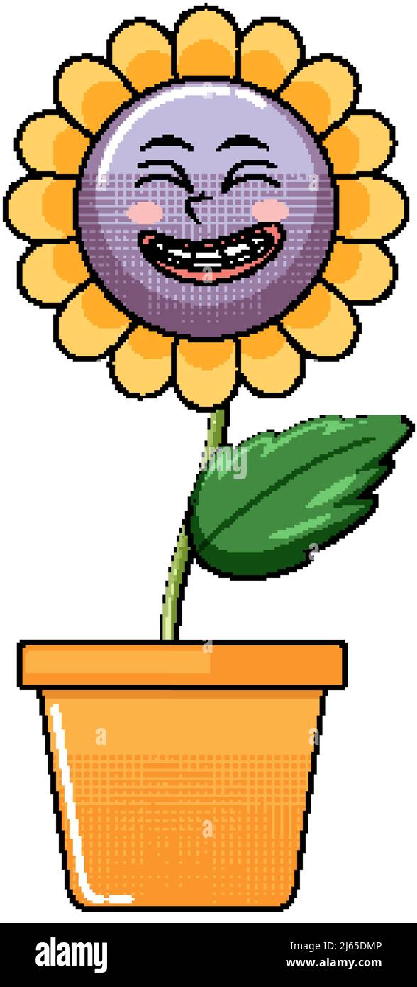 A flower cartoon character on white background illustration Stock ...