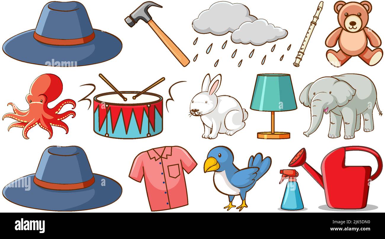 Cute animals and other objects illustration Stock Vector Image & Art ...