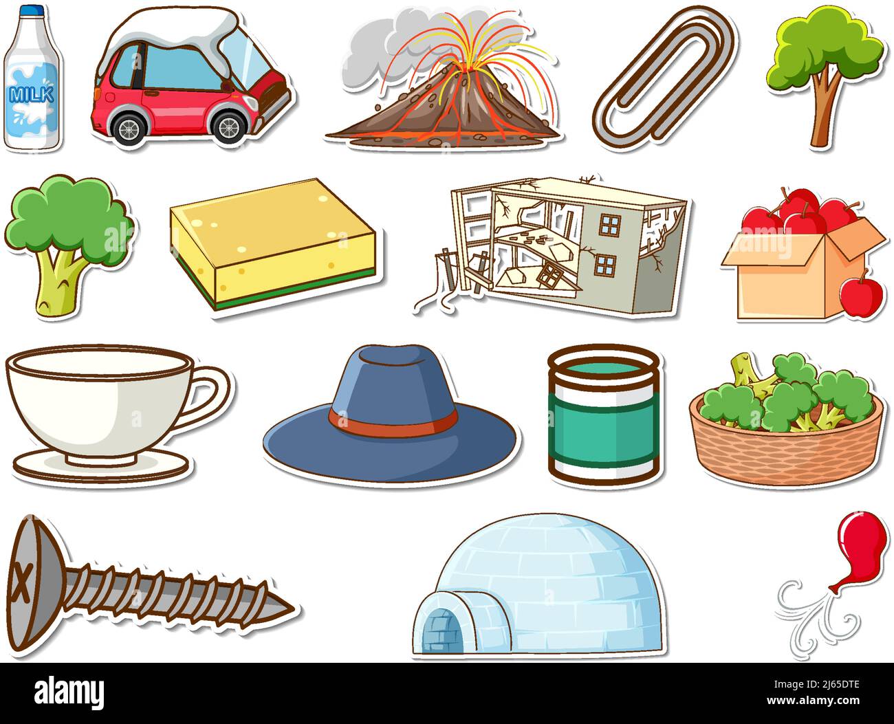 Sticker set of mixed daily objects illustration Stock Vector Image ...
