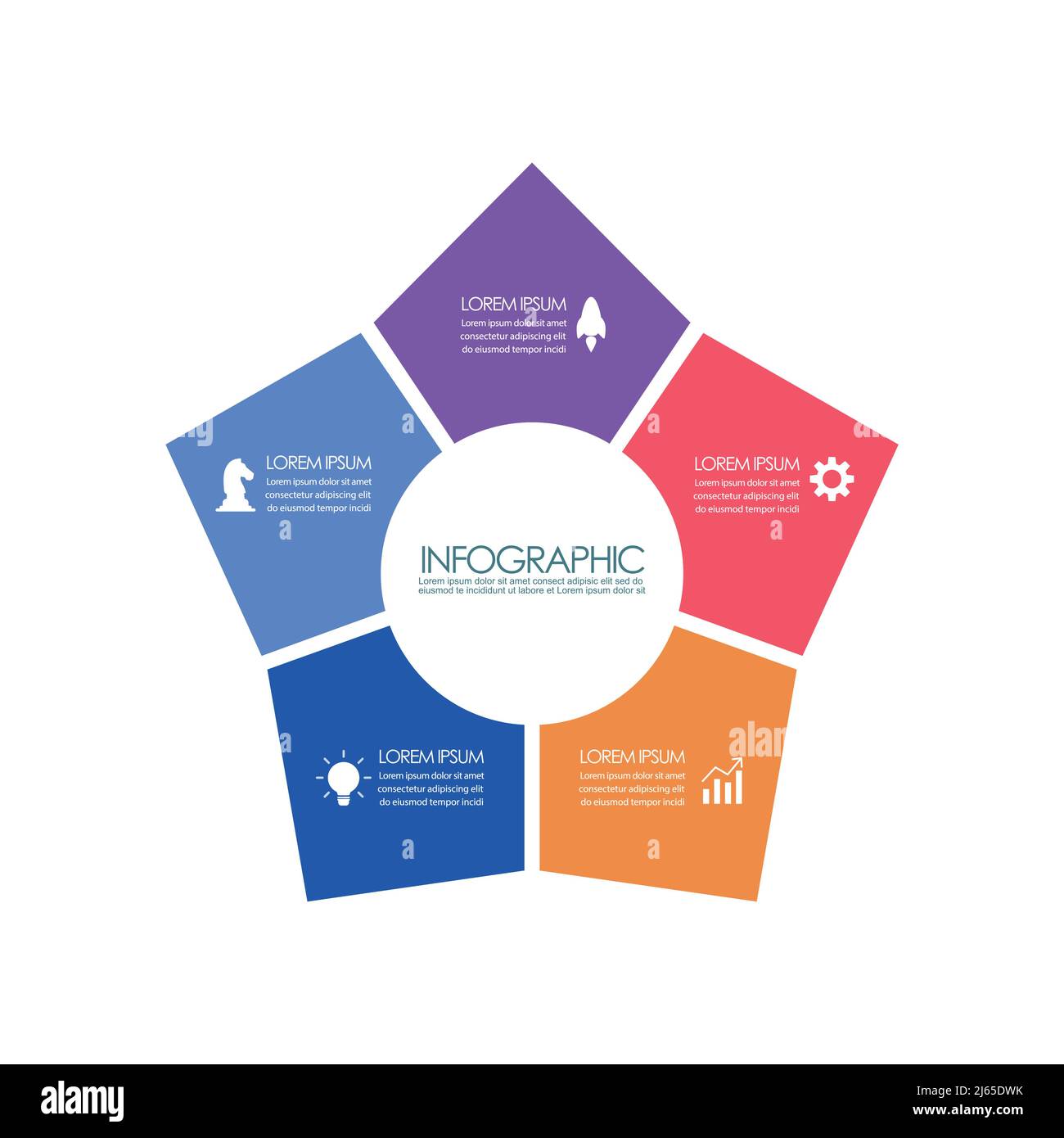 Five parts presentation and chart infographic. Business concept vector ...