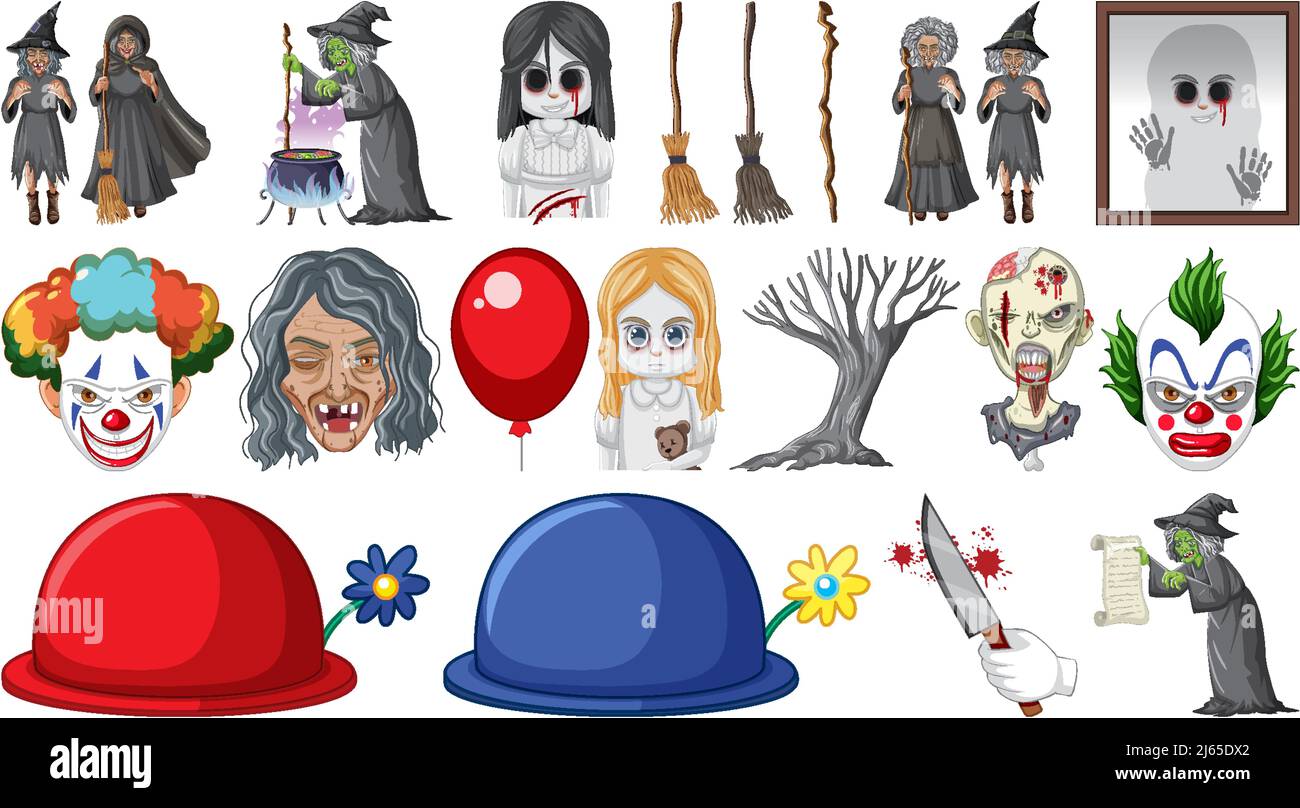 Halloween set with scary monsters illustration Stock Vector Image & Art ...