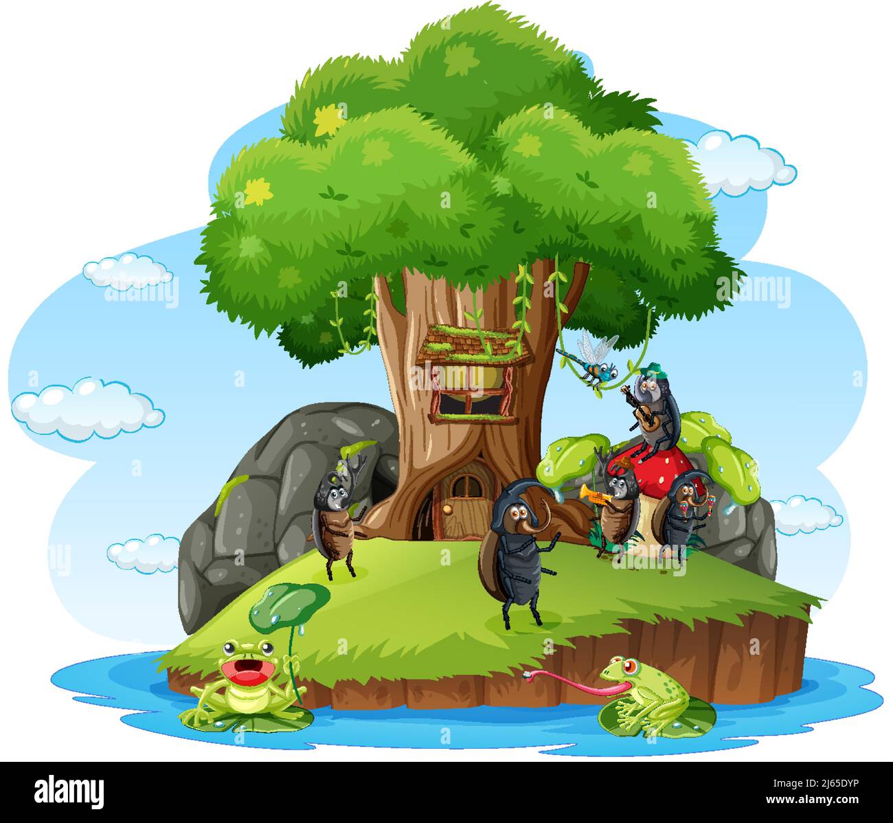 Cartoon insect and beetle in the forest illustration Stock Vector Image ...