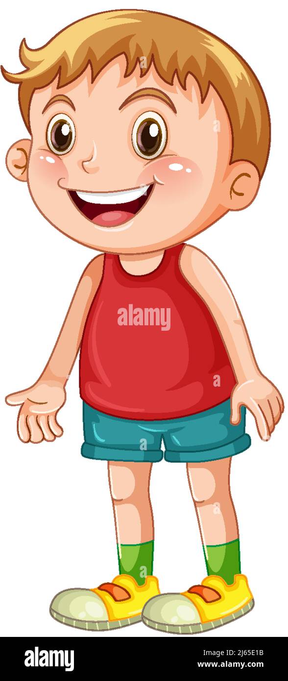 Happy young boy cartoon character standing illustration Stock Vector ...