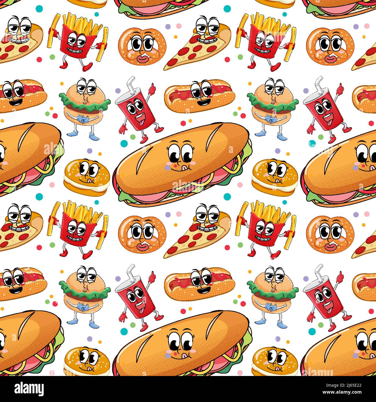 Seamless background with food theme illustration Stock Vector Image ...