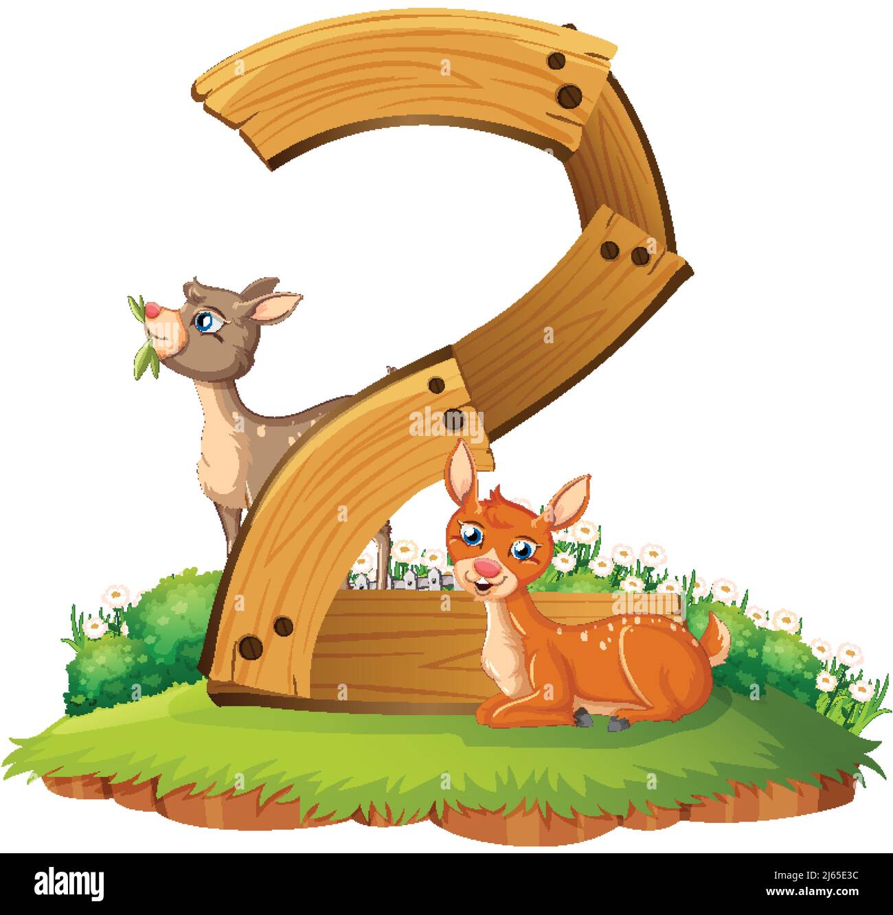 Two deers attached to number two illustration Stock Vector Image & Art ...