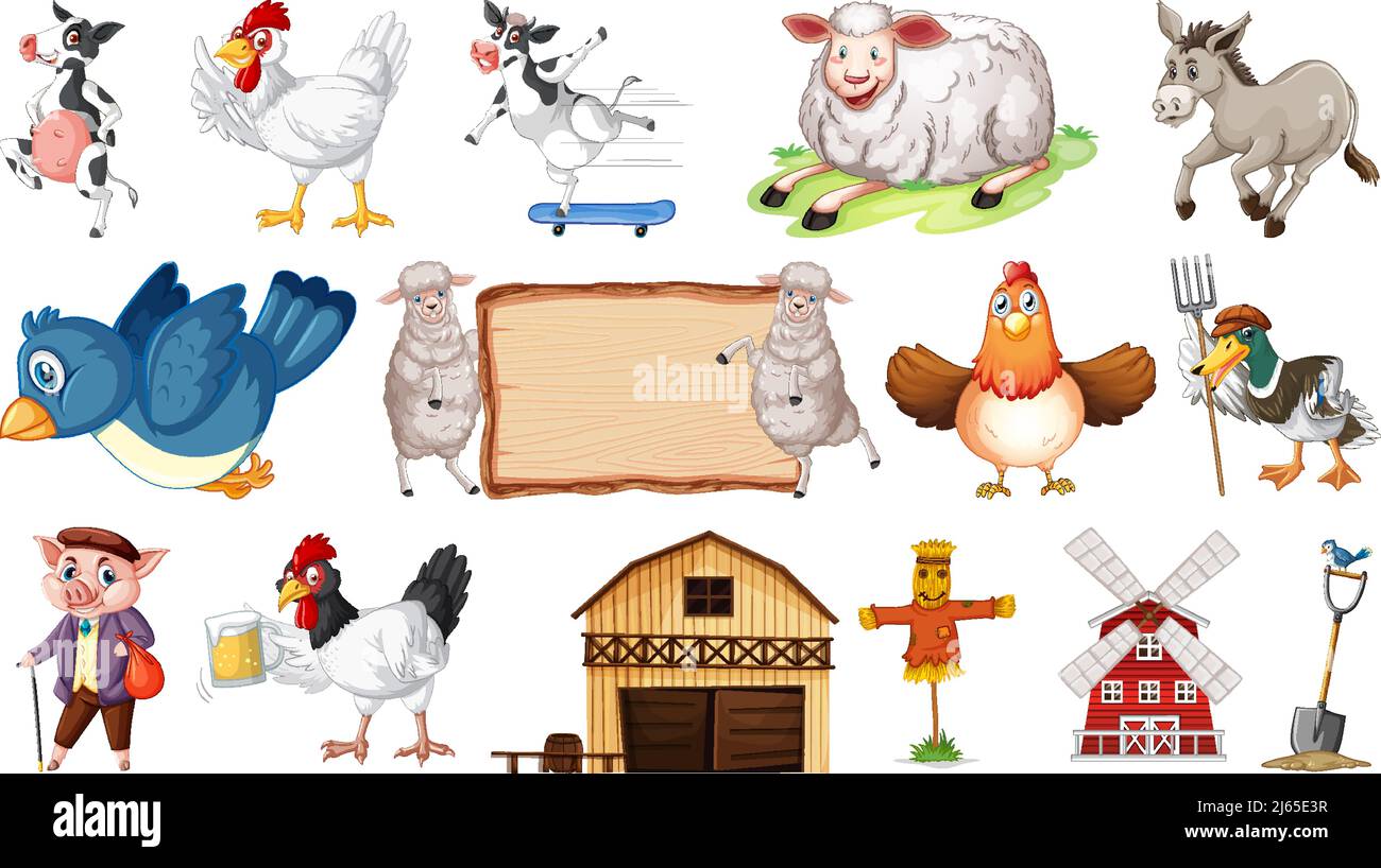 Barn and many farm animals illustration Stock Vector Image & Art - Alamy