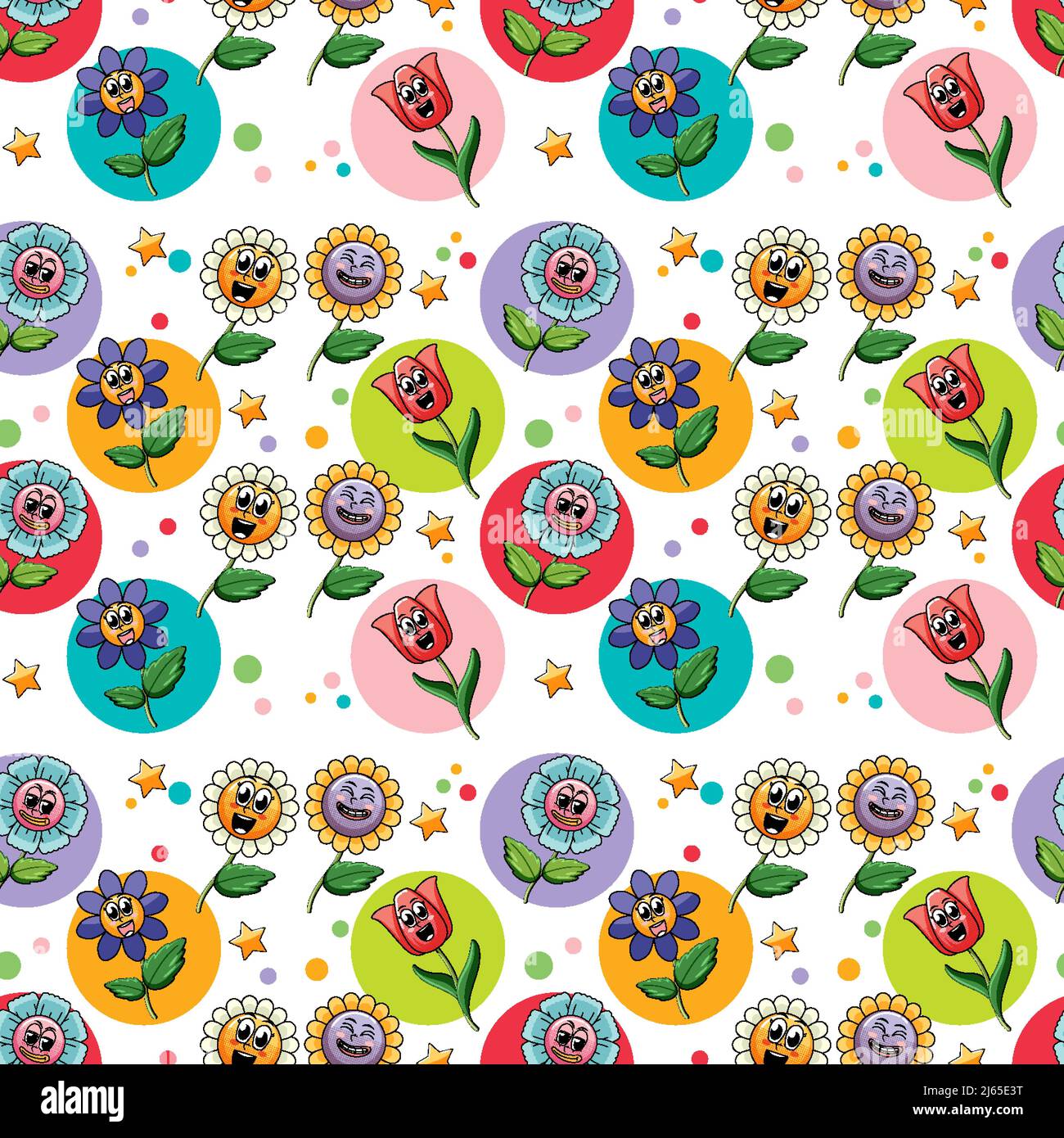 Seamless background with colorful flowers illustration Stock Vector ...