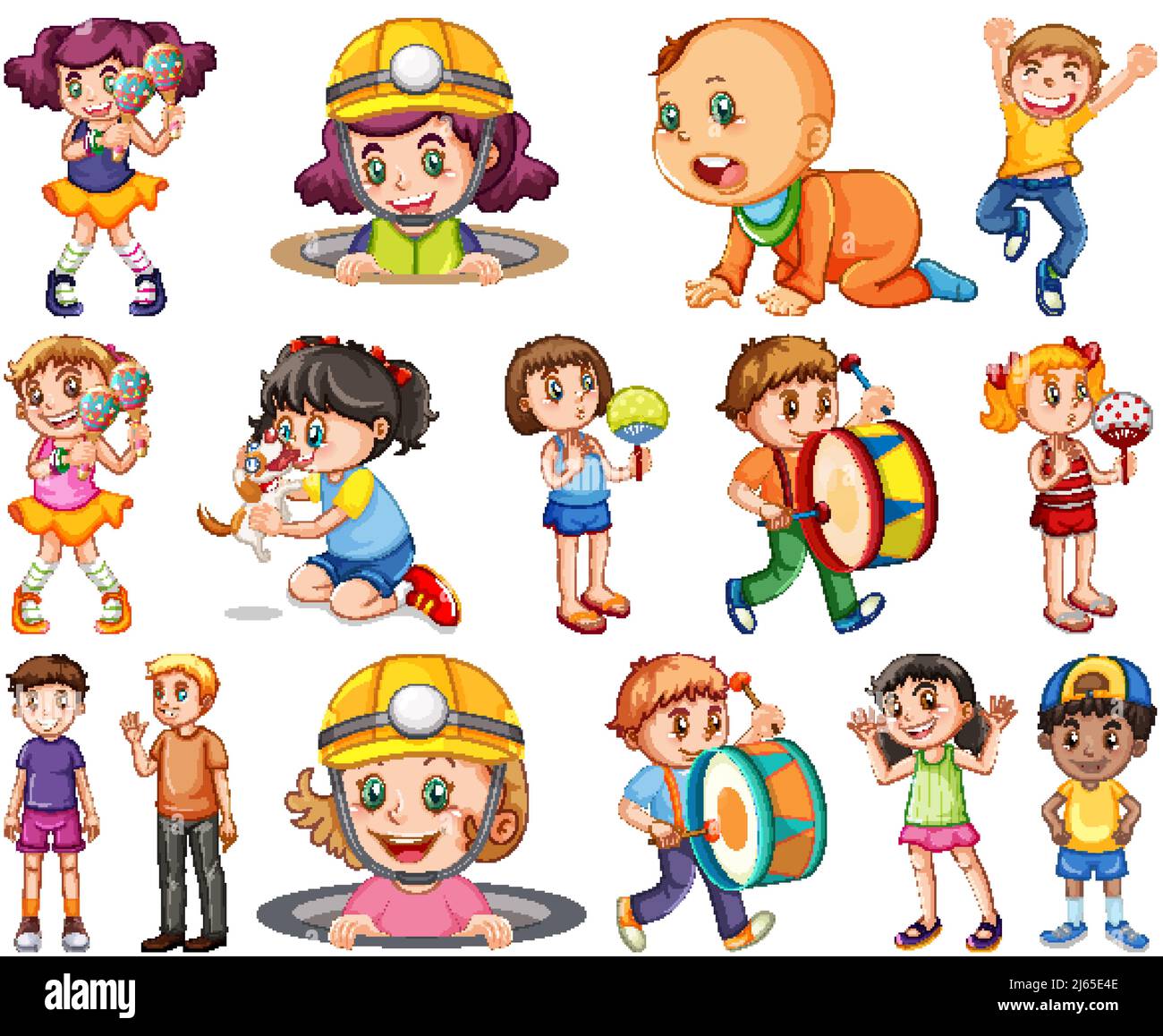 Happy children in different actions illustration Stock Vector Image ...