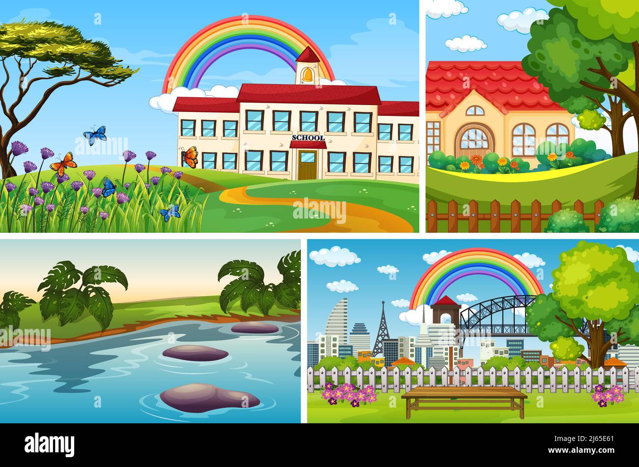 Four different background scenes illustration Stock Vector Image & Art ...