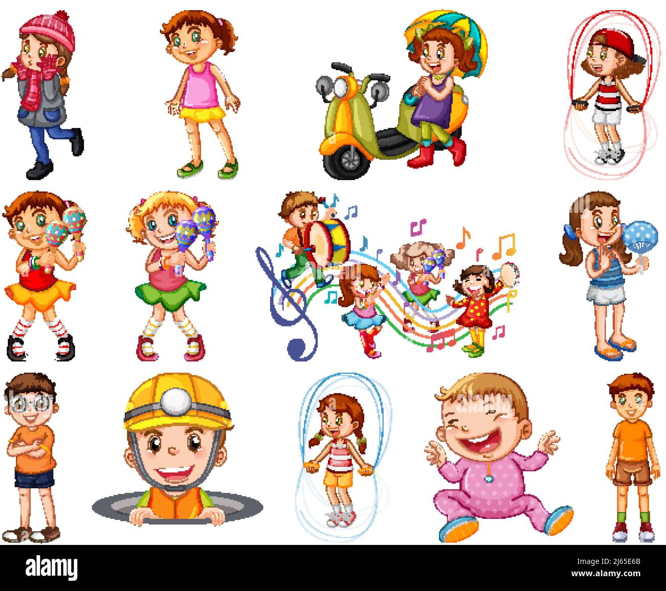 Happy children in different actions illustration Stock Vector Image ...