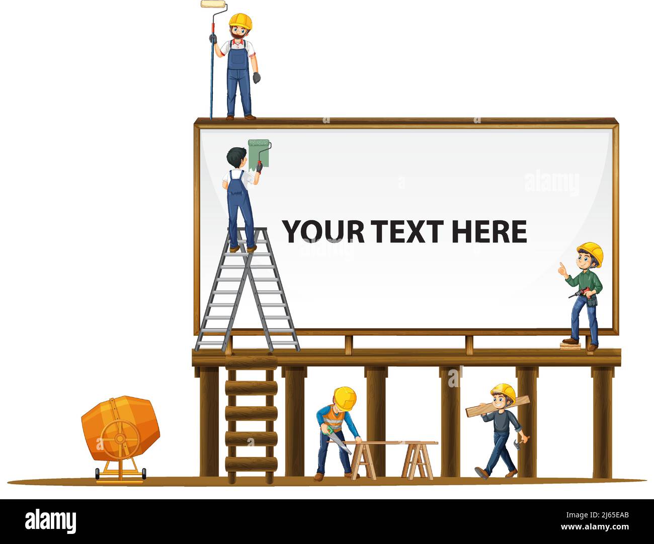 Empty board with construction site theme illustration Stock Vector ...
