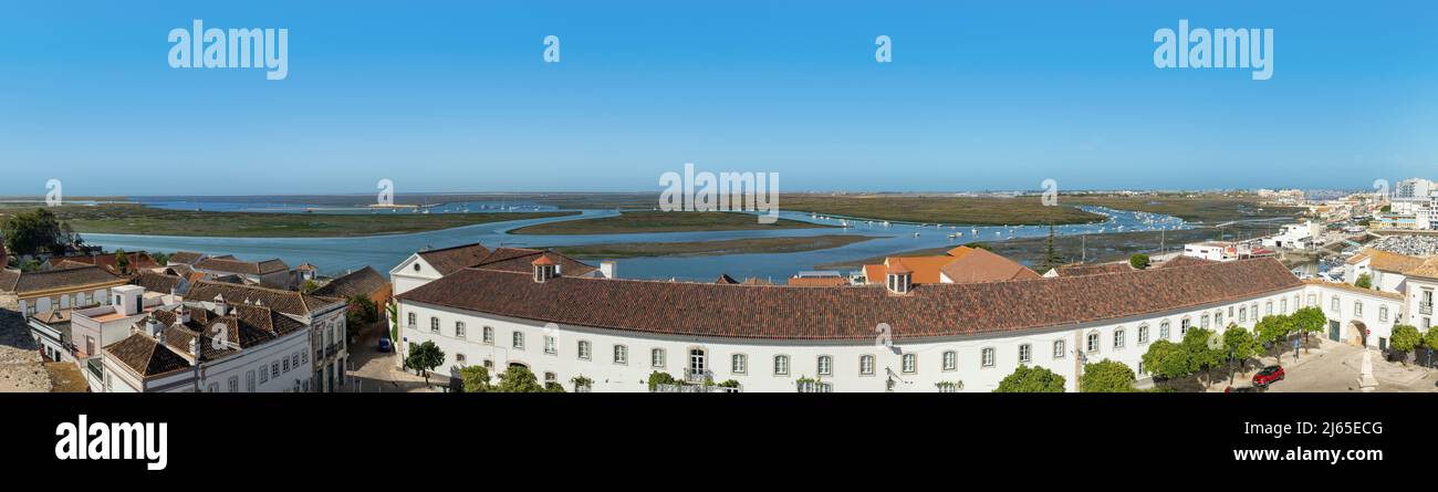 scenic view to skyline of Faro at the Algarve coast in Portugal Stock ...