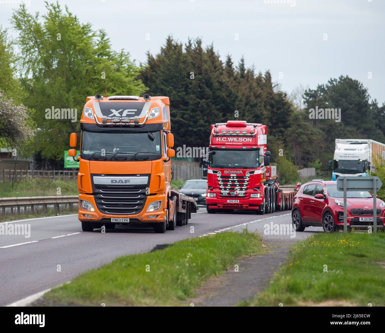 Trucks, lorries and HGV on the A1 South Witham, Grantham, England , UK ...