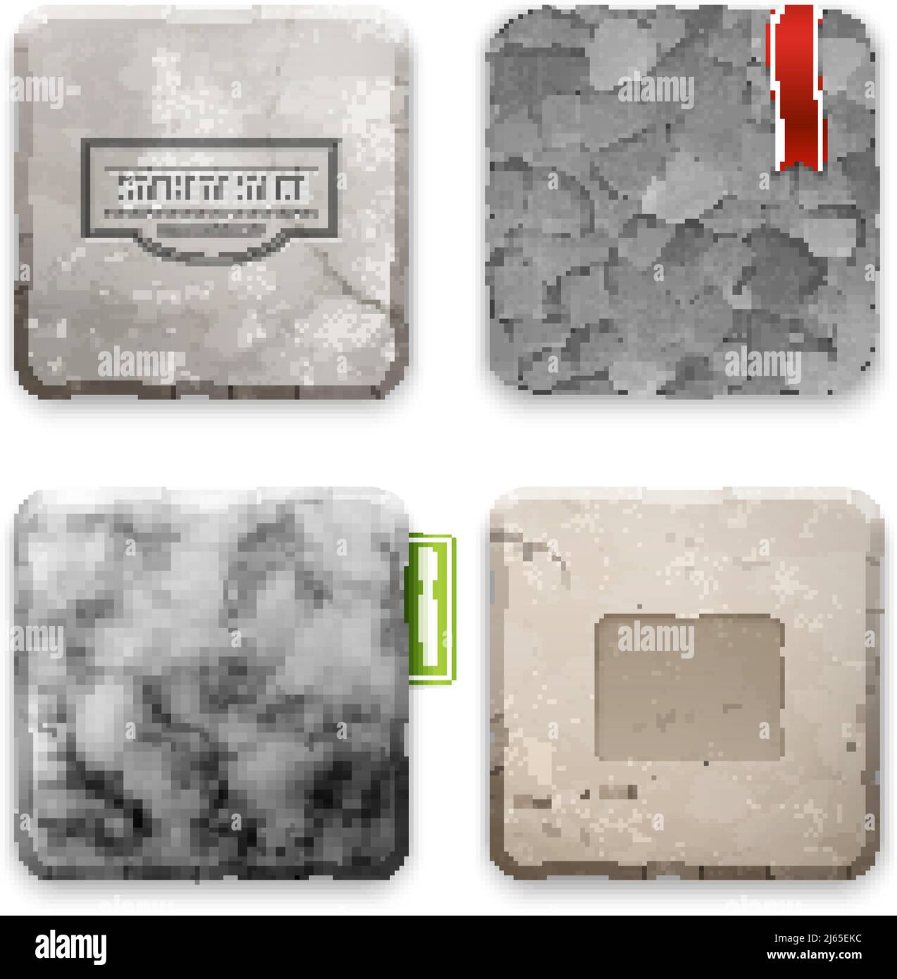 Realistic 4 square stone texture types samples set for interior and ...