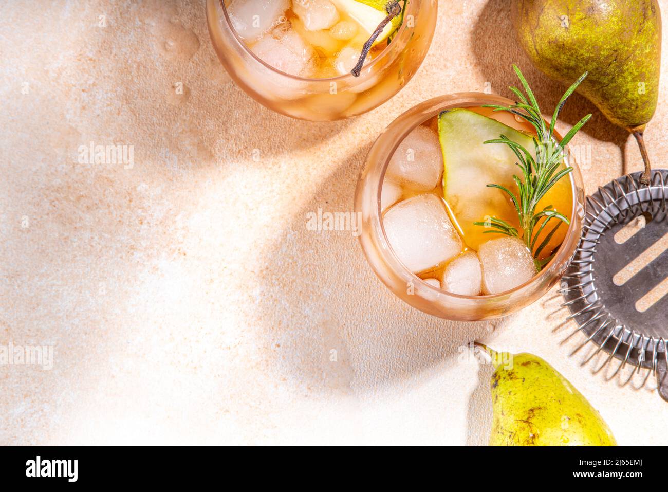 Alcohol fruity drink, Sweet cold pear cocktail with rum, liquor, anise ...