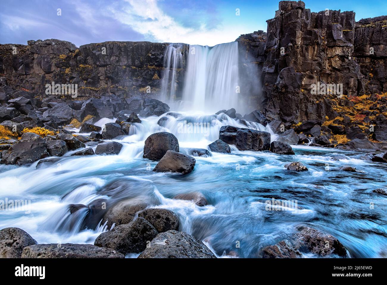 Oxarafoss, or the waterfall in the Ax River, in the Thingvellir ...