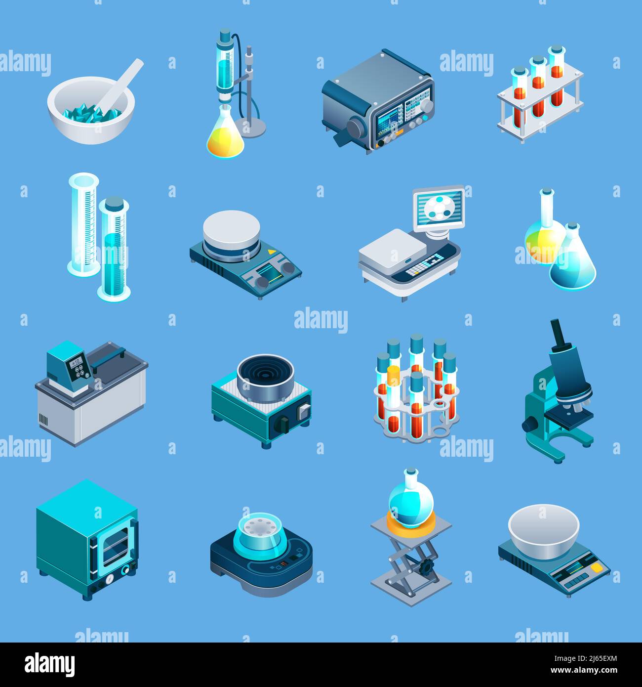 Laboratory equipment including beakers, scales, burner, scientific ...